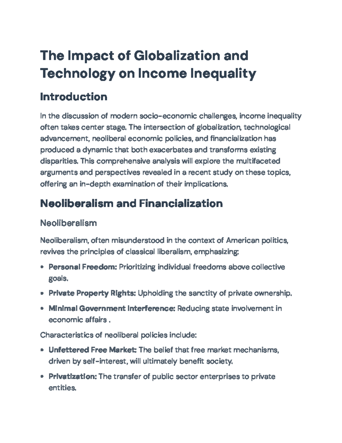The Influence of Globalization & Technology on Income Inequality ...