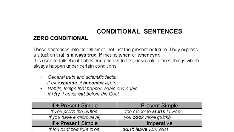 Conditional Sentences Overview - B2 Level Study Guide - Studocu