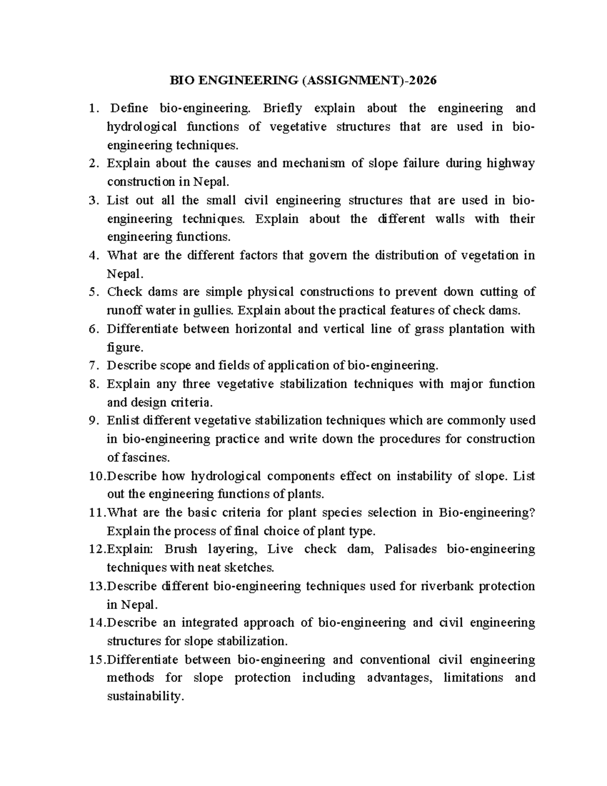 BIOE 101: Bioengineering Techniques and Slope Stabilization Methods ...