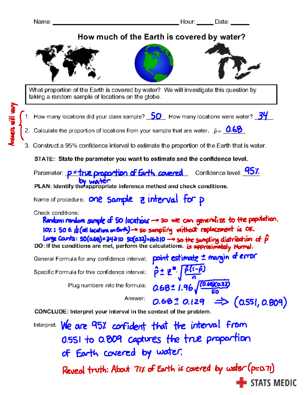 Stats Medic - Estimating Population Proportion (Day 2) Answer Key - Studocu