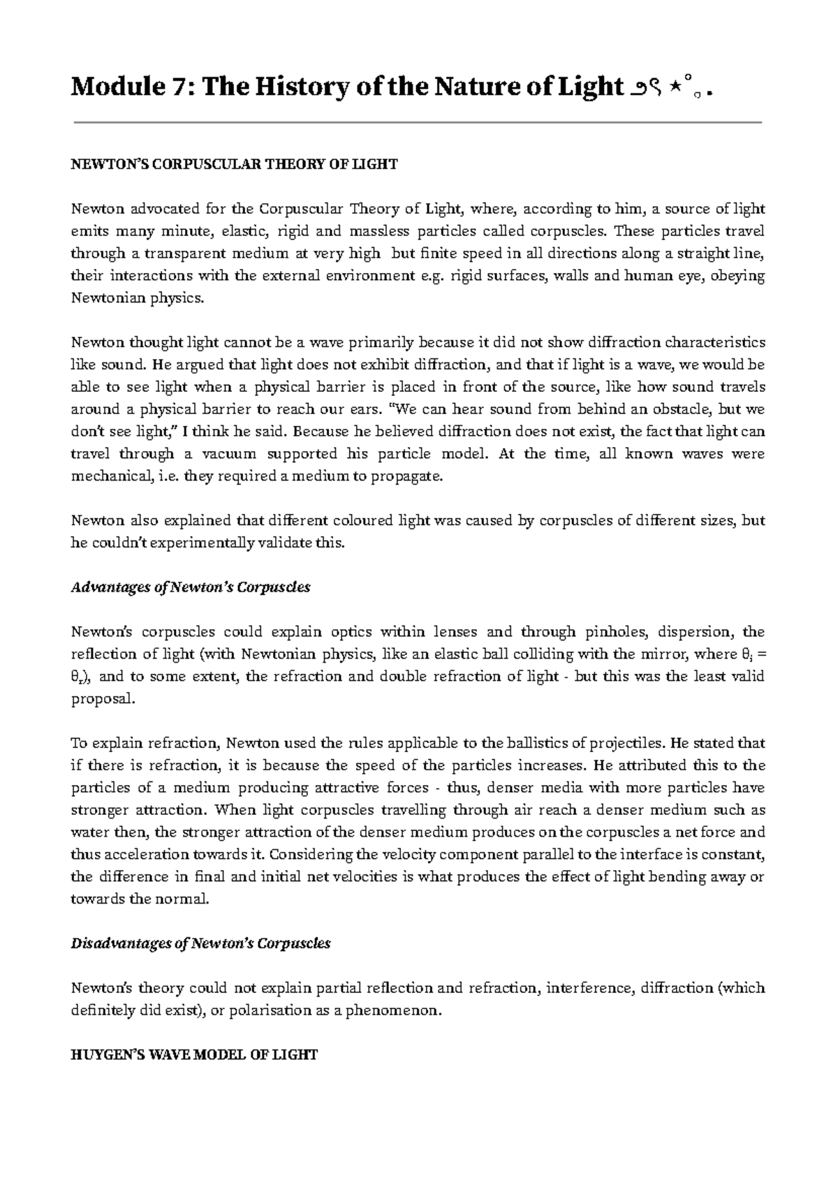 HSC Physics Mod 7: Comprehensive Notes on the Nature of Light - Studocu