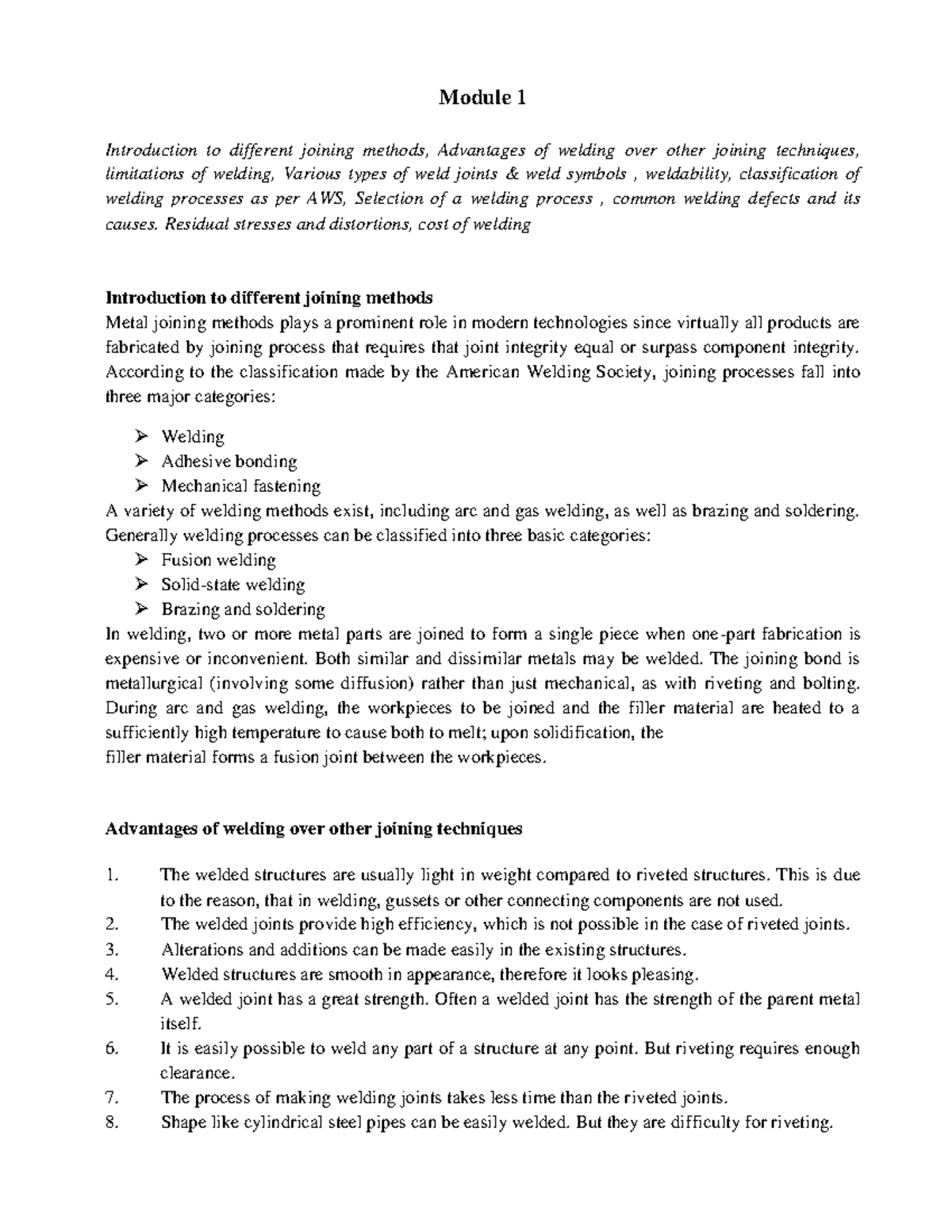 Metal Joining Technology (WELD 101) Module 1: Joining Methods ...