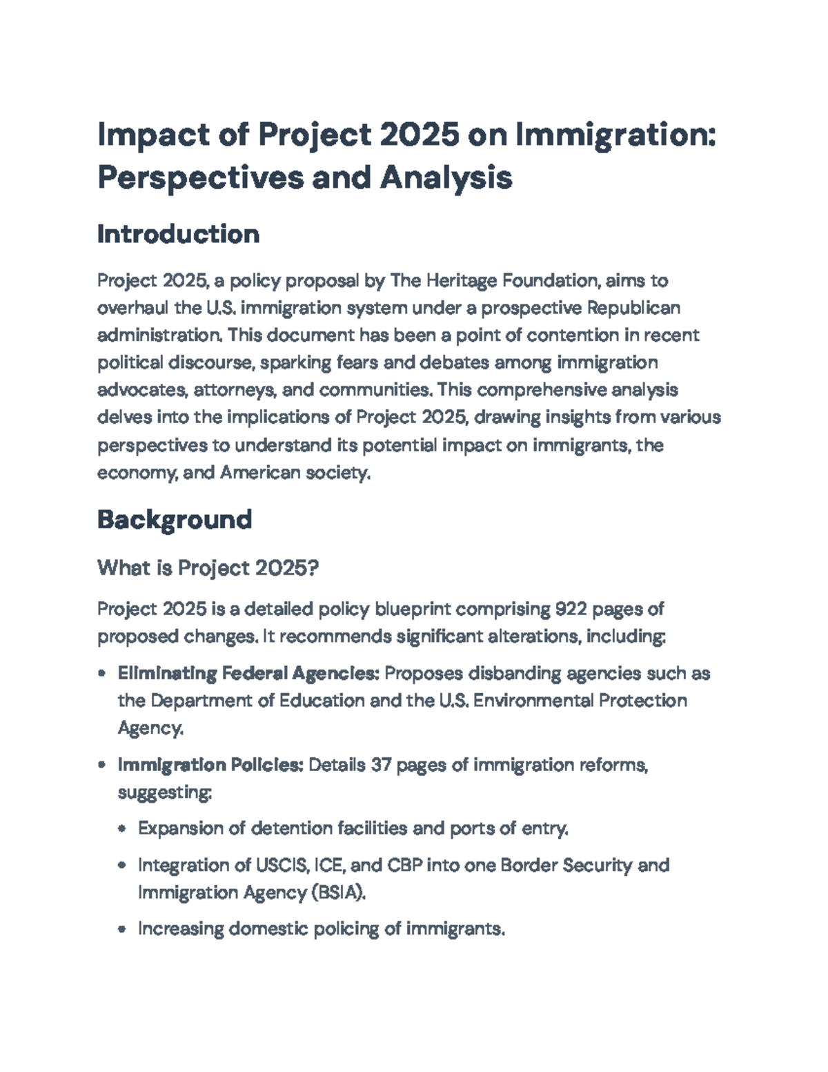 Impact of Project 2025 on U.S. Immigration: Perspectives & Analysis ...