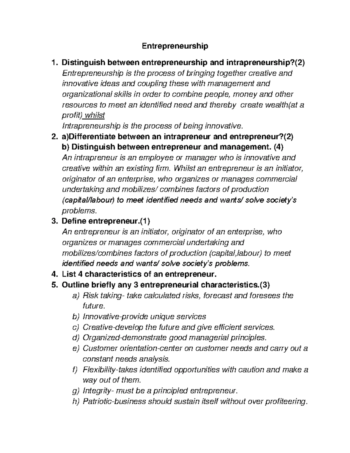 Entrepreneurship Skills Development Exam Papers - Past Questions ...