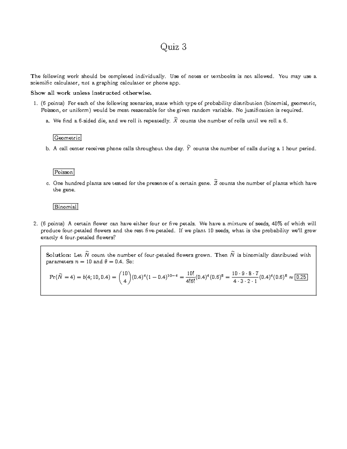 Quiz 3 - Probability Distributions Solutions - Studocu