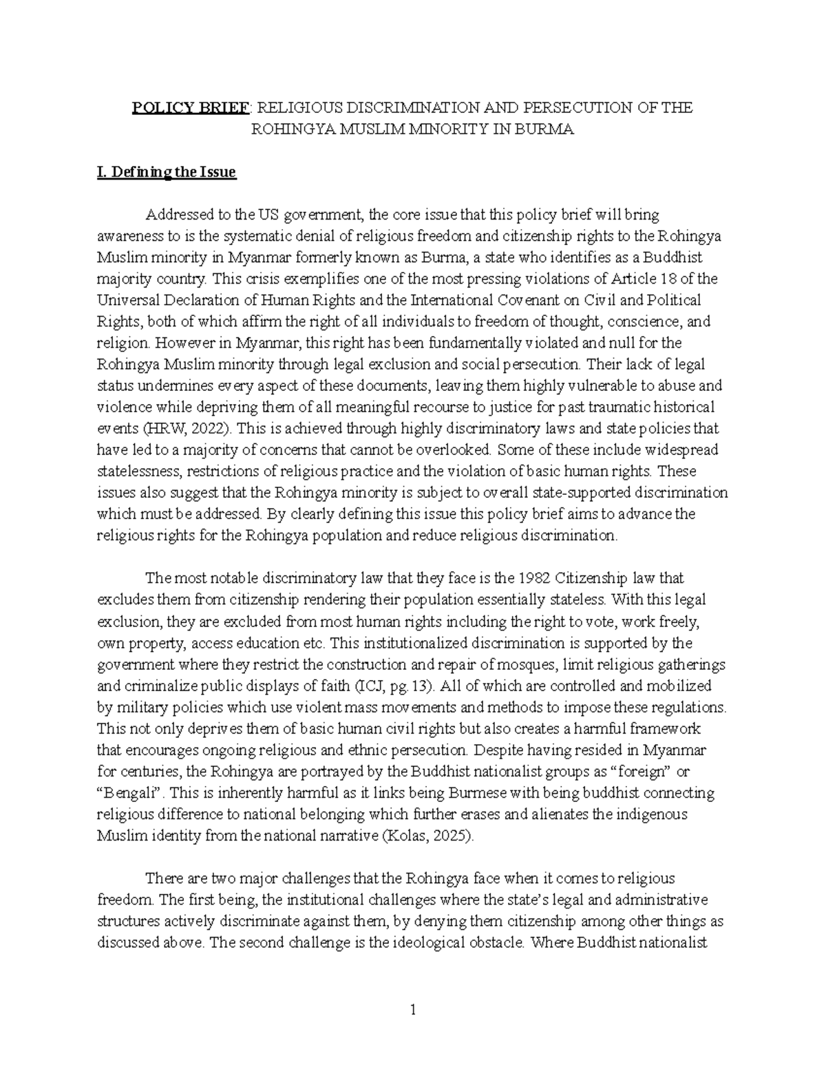 Policy Brief: Addressing Religious Discrimination Against Rohingya ...