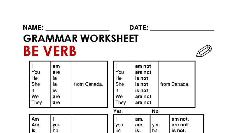 Be - Grammar Worksheet on the Verb "To Be" (ENG 101) - Studocu