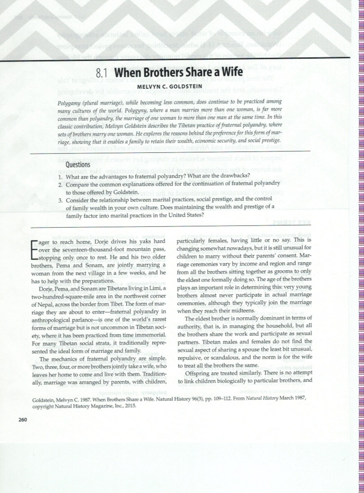 CA Ch8-1 Exploring Fraternal Polyandry: A Tibetan Case Study - Studocu