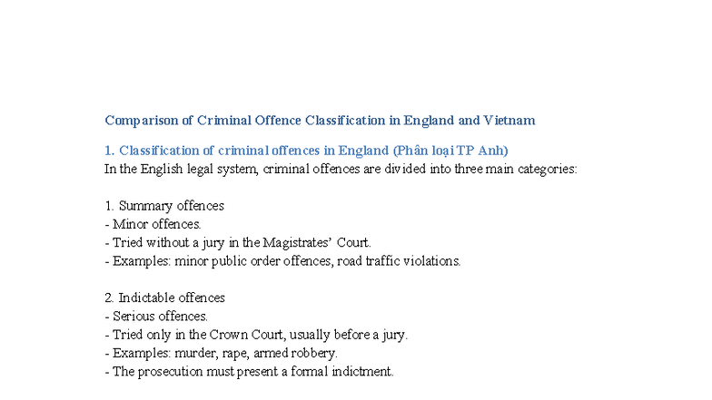 Comparison of Criminal Offence Classification: England vs Vietnam (TAPL ...