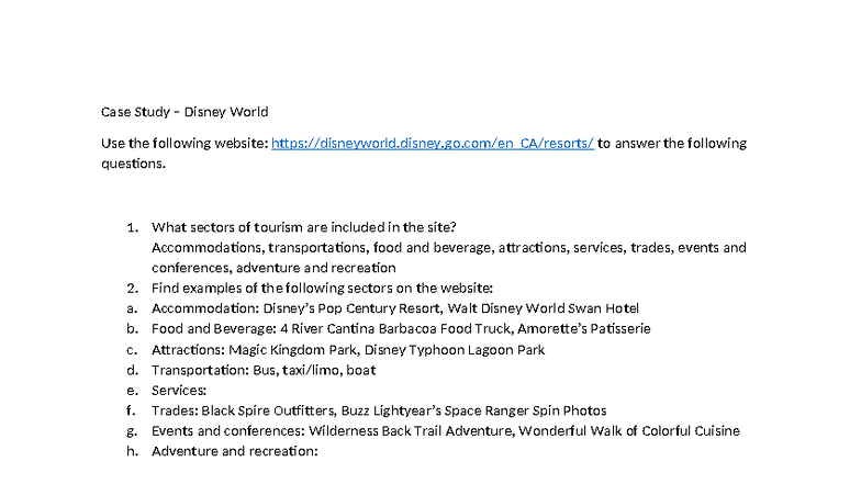 Disney World Case Study: Analyzing Tourism Sectors and Sustainability ...