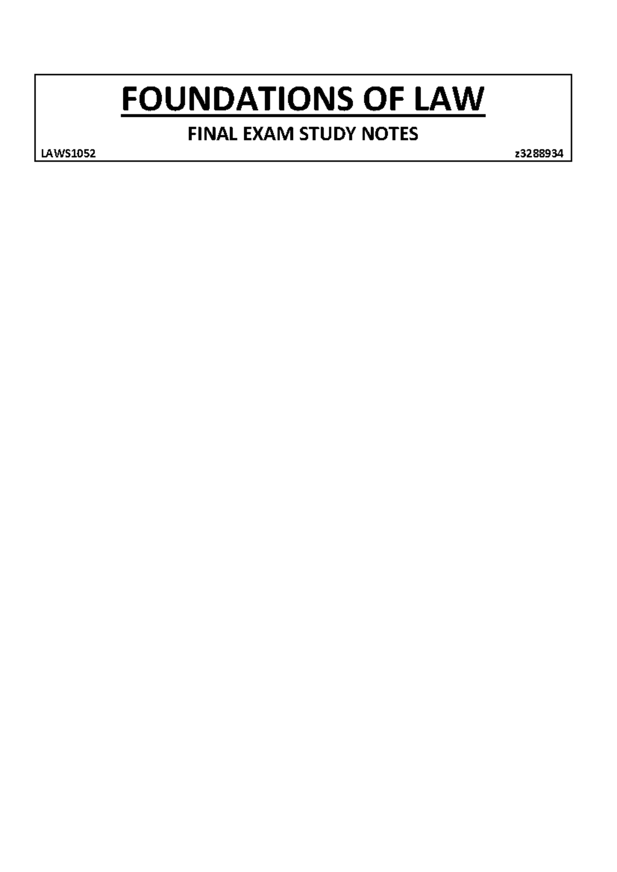 Foundations-OF-LAW- Final-EXAM- Study- Notes-1-1 - FOUNDATIONS OF LAW ...