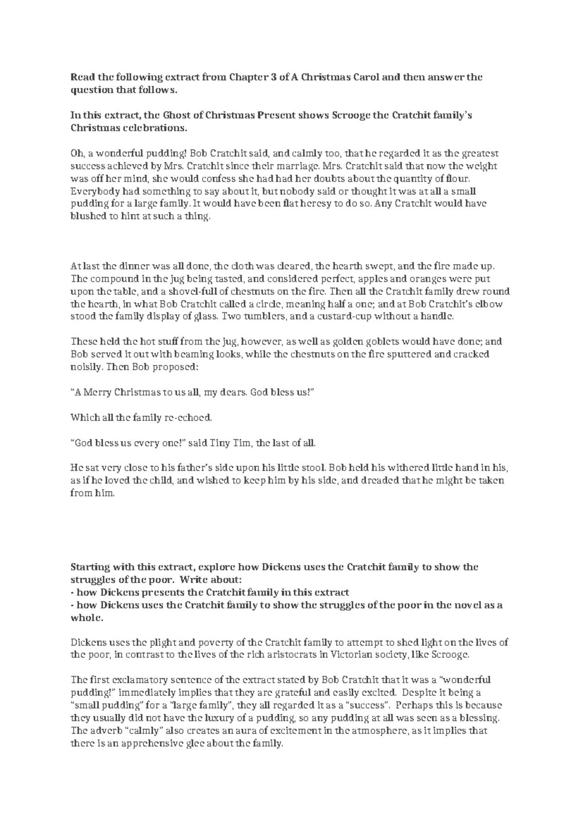 A Christmas Carol (ENG 101) Cratchit Family Analysis Essay - Studocu