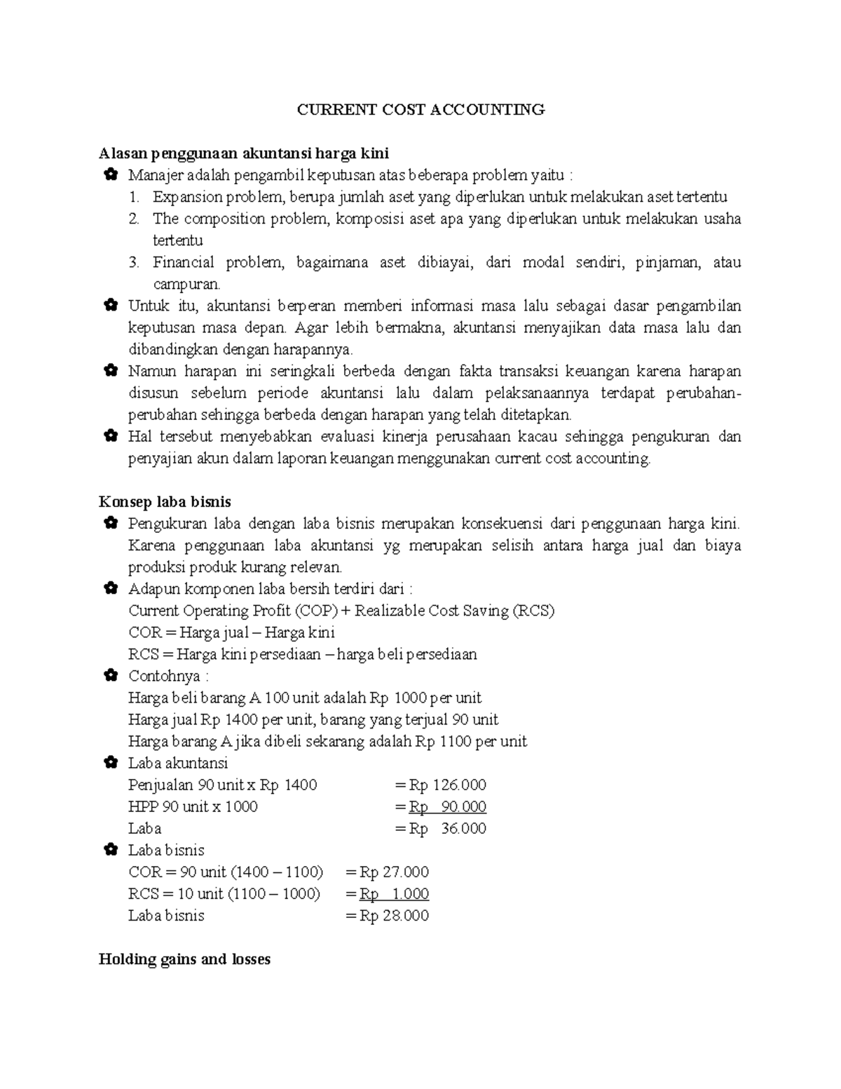 5-Current Cost Accounting: Analisis dan Pertimbangan untuk Manajer ...