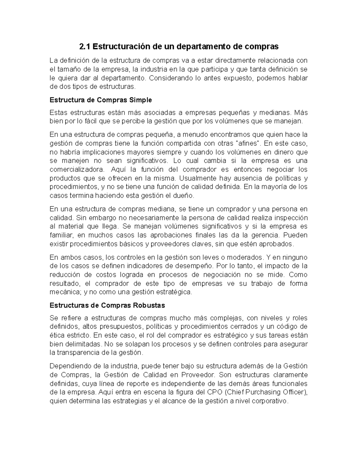 Unidad 2 - Estructura y Tipos de Compras: Guía Completa - Studocu