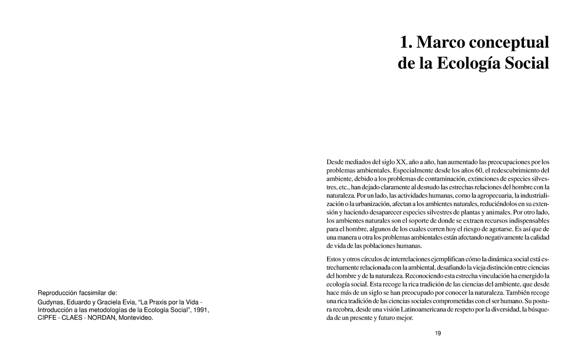 Marco Conceptual de la Ecología Social - Gudynas, Evia (CIPFE CLAES ...