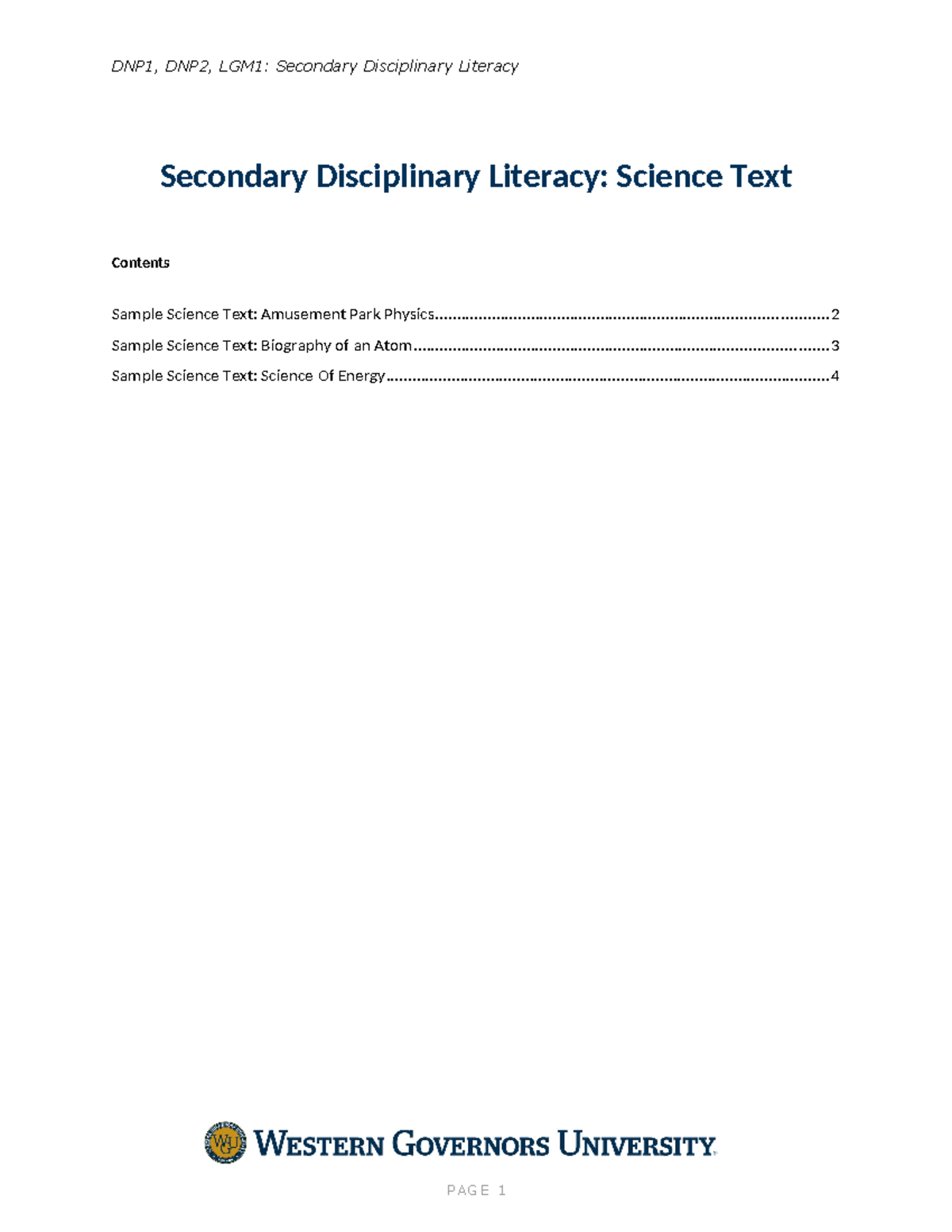 Secondary Disciplinary Literacy Science DNP1 & DNP2 Overview - Studocu