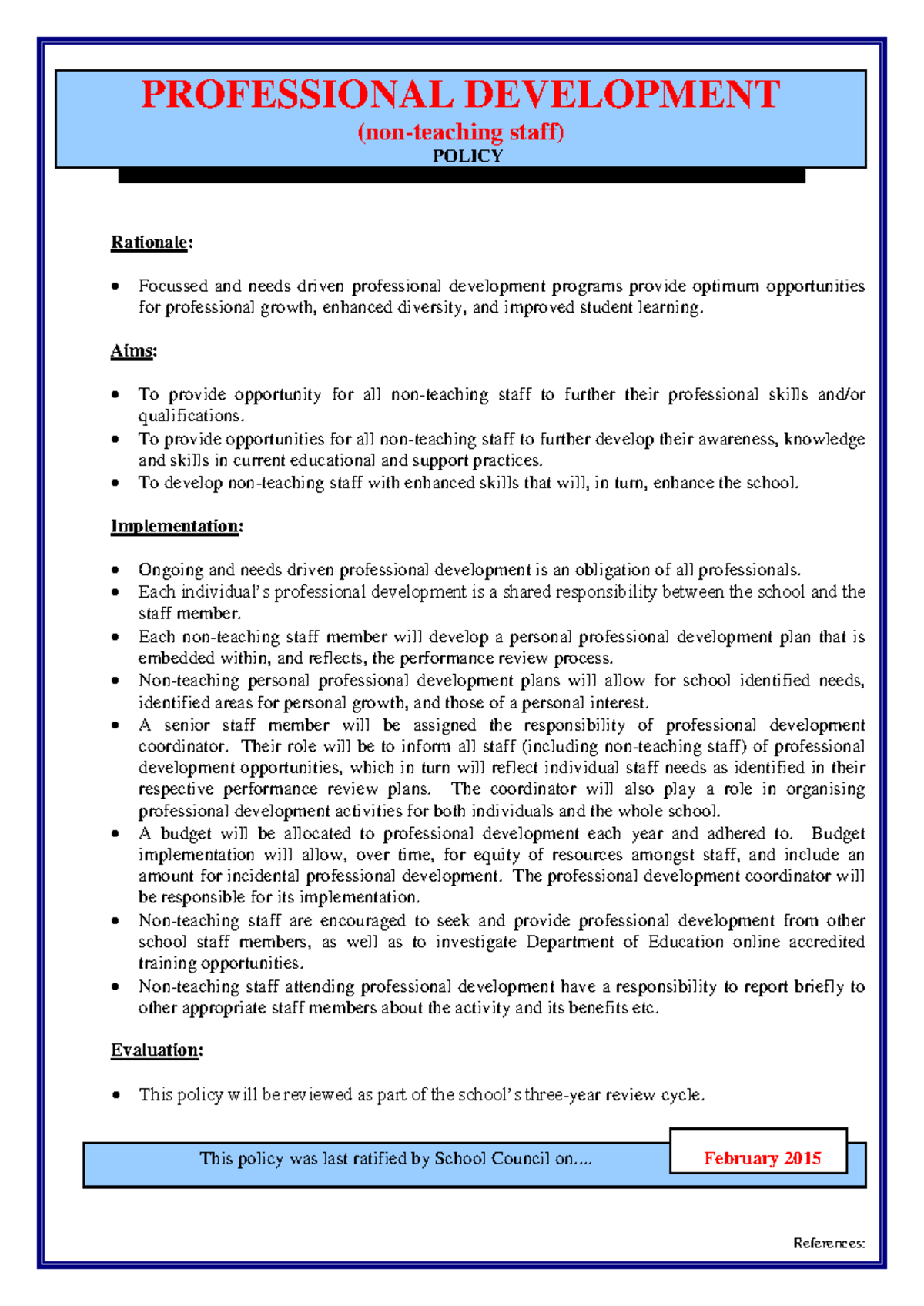 701205888 Professional Development Policy for Non-Teaching Staff - Studocu