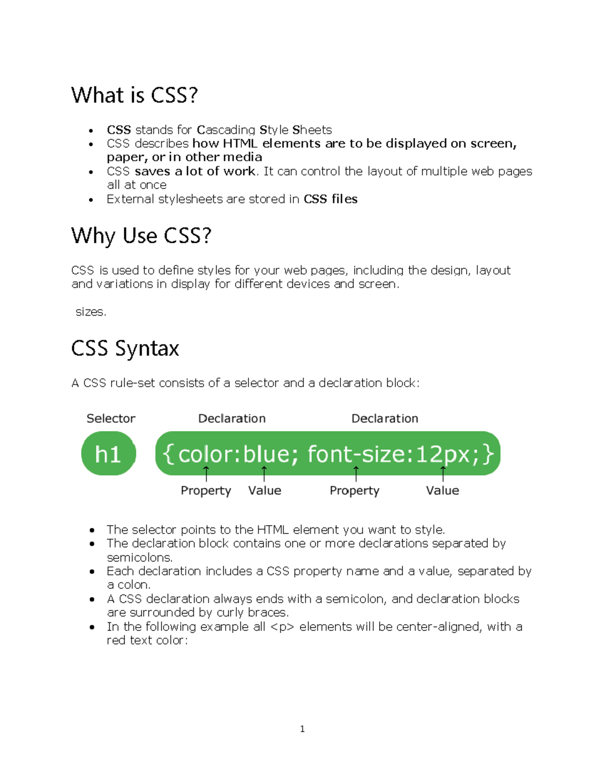 Introduction to CSS - Notes (CS101) - Studocu