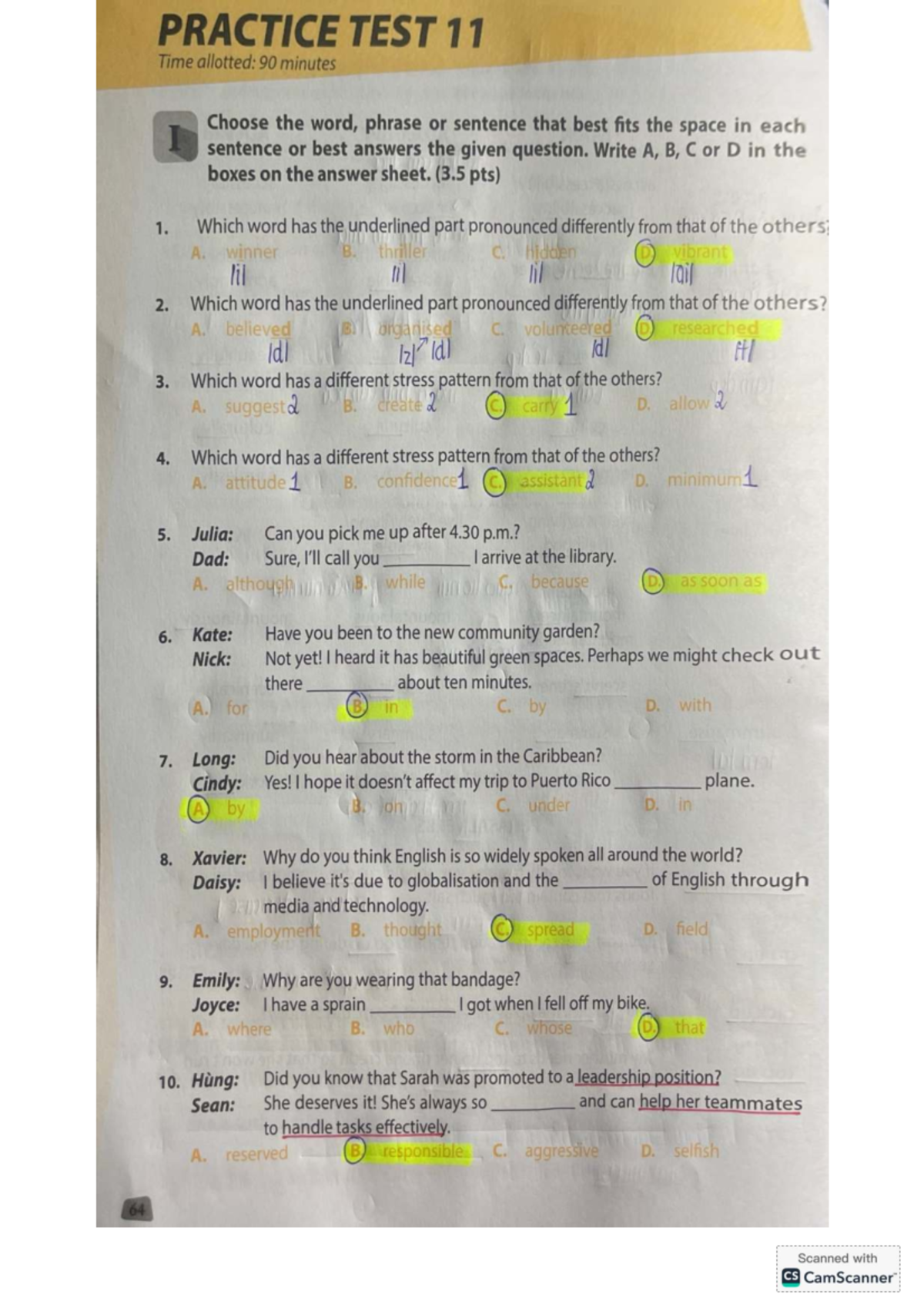 PRACTICE TEST 11 & 12: Comprehensive Review for English Proficiency ...