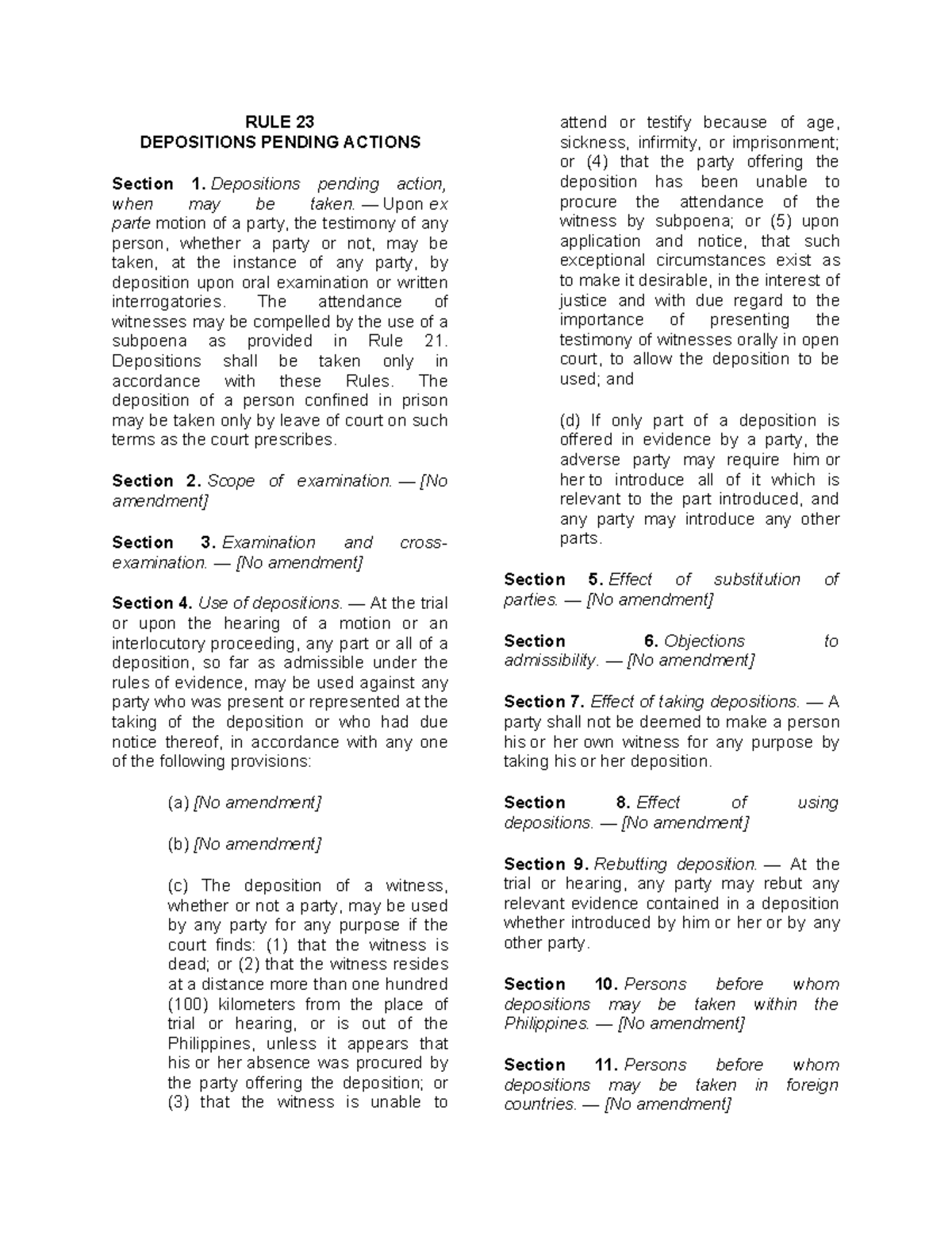 Rule 23: Abridged Civil Procedure on Depositions & Interrogatories ...