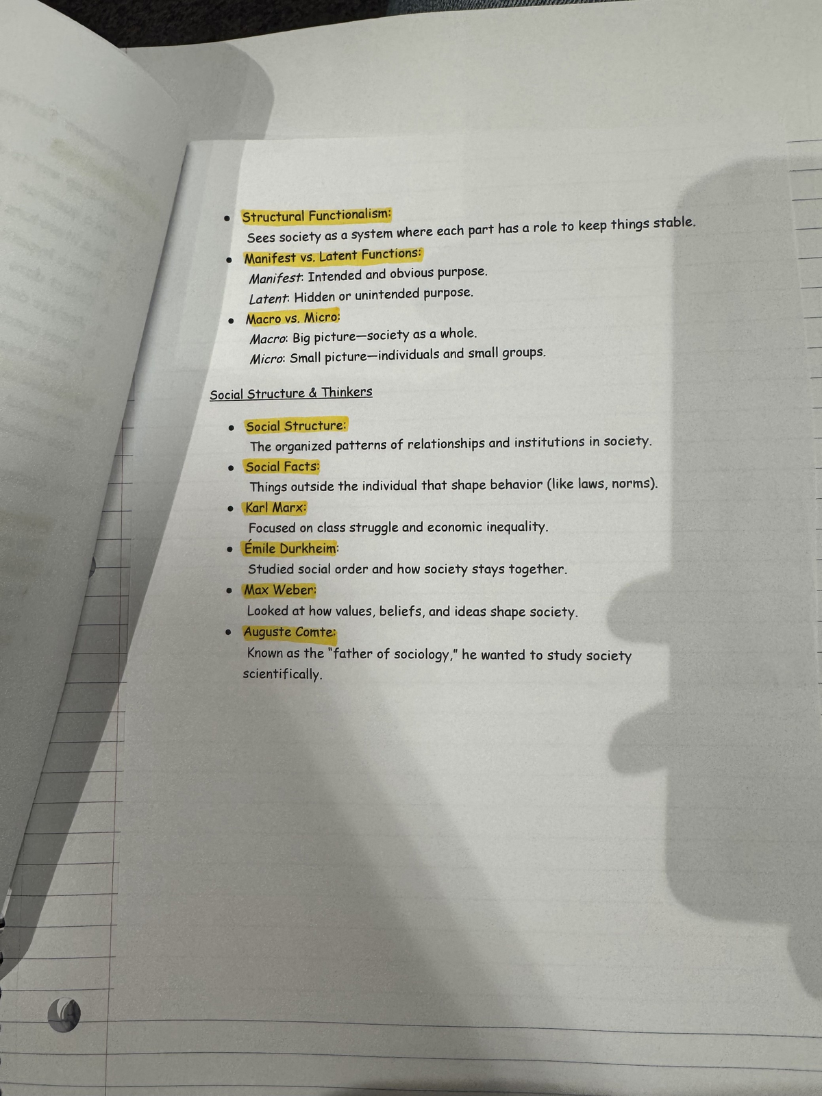 Structural Functionalism and Key Thinkers in Sociology (SOC101) - Studocu