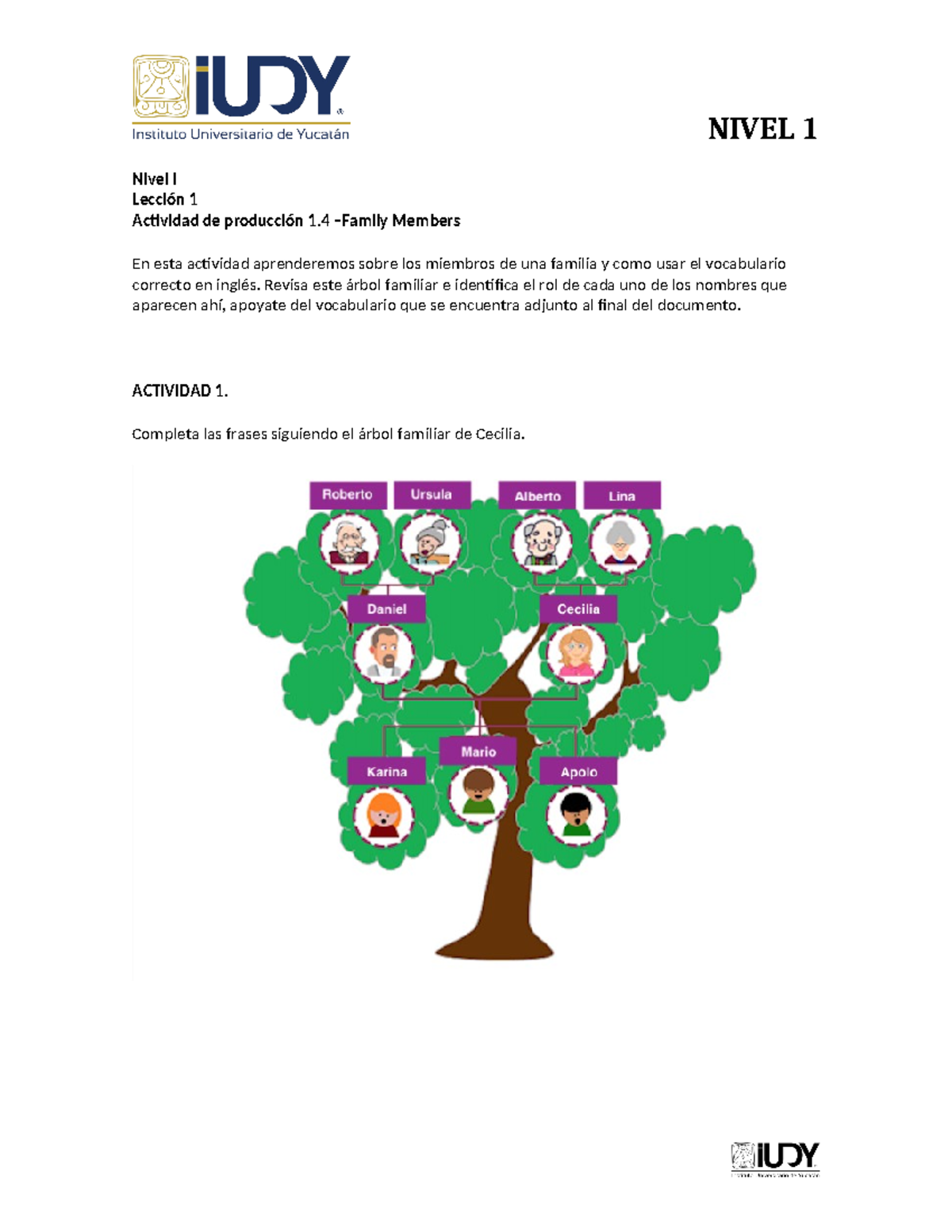 Actividad 2.4 Giving - Nivel I Lección 1 Actividad de producción 1 ...