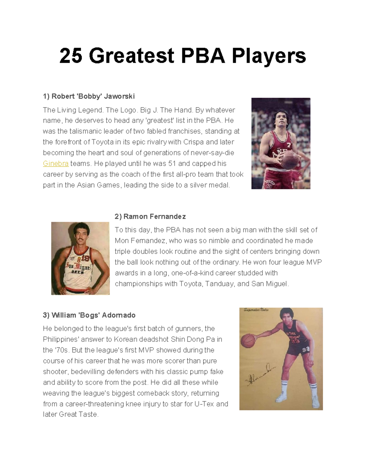25 Most Legendary PBA Players: An In-Depth Analysis - Studocu