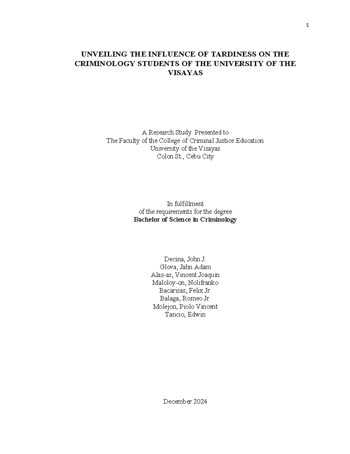 Unveiling the Influence of Tardiness on Criminology Students (CCJE) at ...