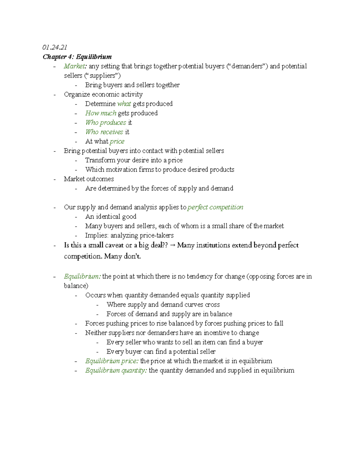 ECON 1 Exam 2 Comprehensive Study Notes on Equilibrium & Elasticity ...