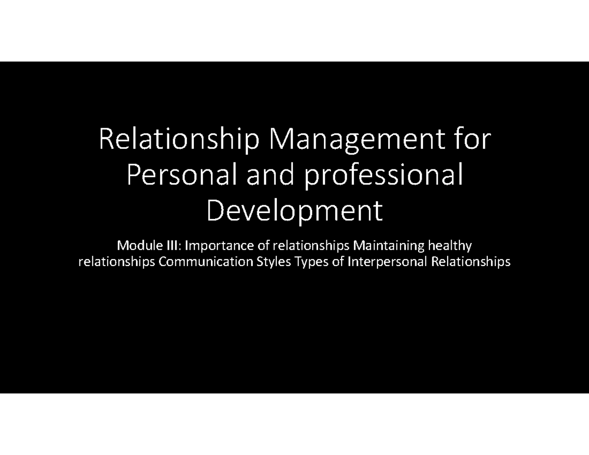 MRelationship Management: Business Comm & Barriers to Success - Studocu