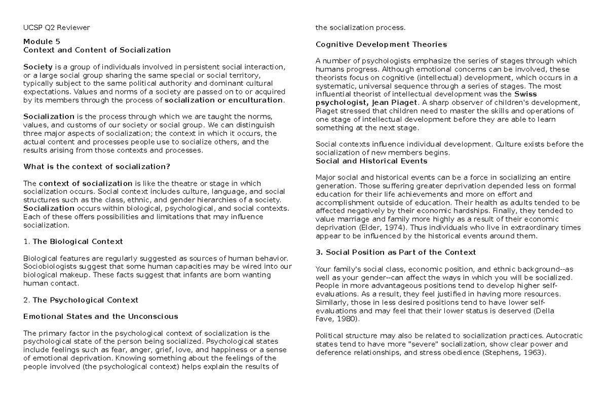 UCSP Q2 Reviewer - :))) - UCSP Q2 Reviewer Module 5 Context and Content ...