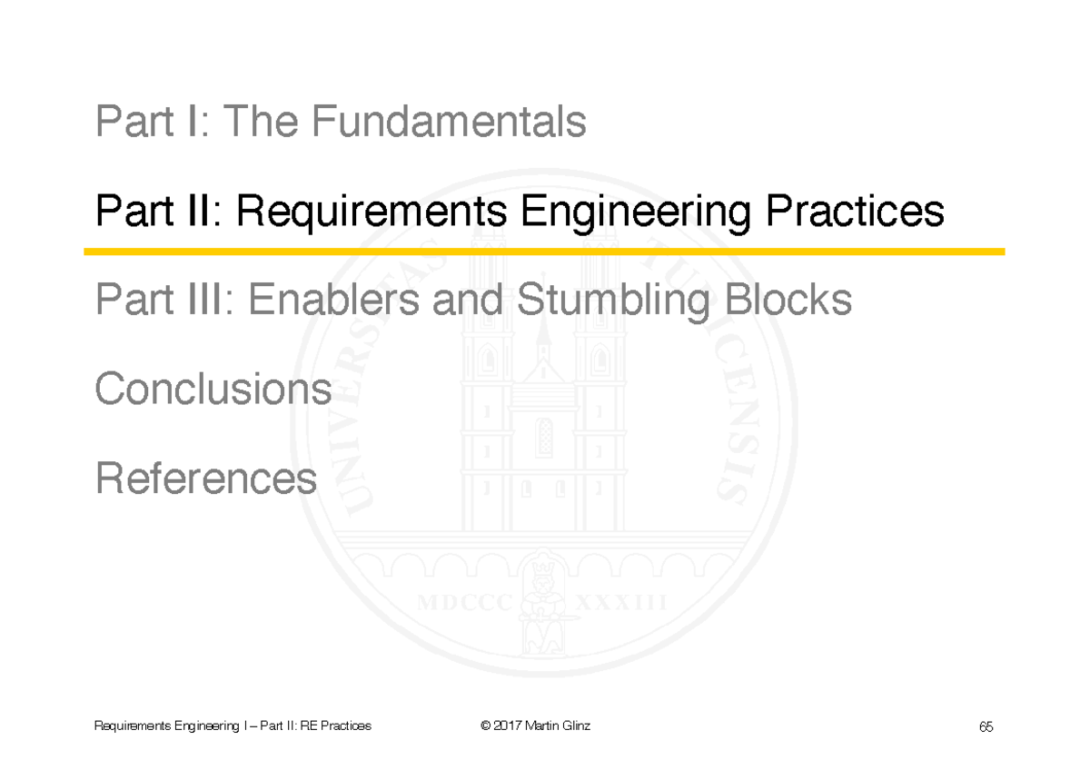 RE I: Fundamentals & Practices in Requirements Engineering (Part II ...