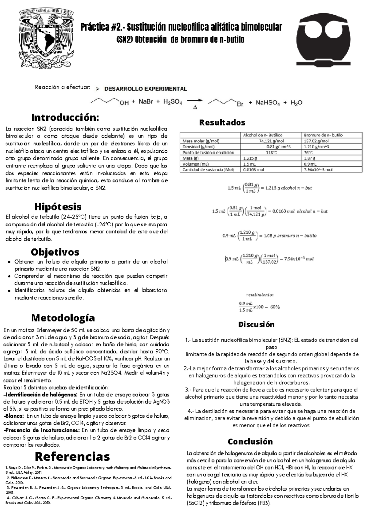 Práctica #2.- Sustitución nucleofílica alifática bimolecular (SN2 ...