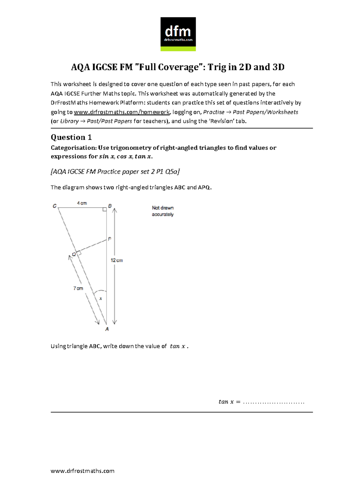 DFMFull Coverage FM-Trigonometry 2D3D - AQA IGCSE FM "Full Coverage ...