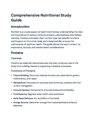 Nutritional Assessment and Planning: Comprehensive Study Guide ...