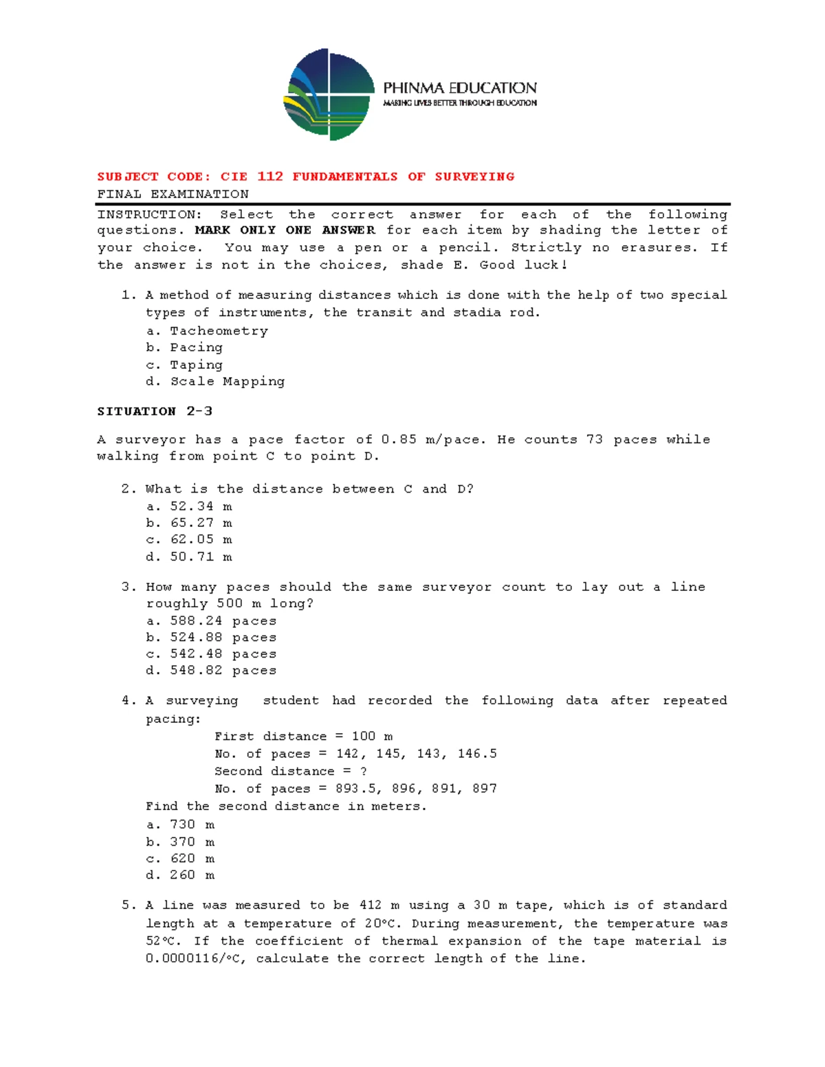 BES 025: Practice Problems for Statics of Rigid Bodies Exam - Studocu