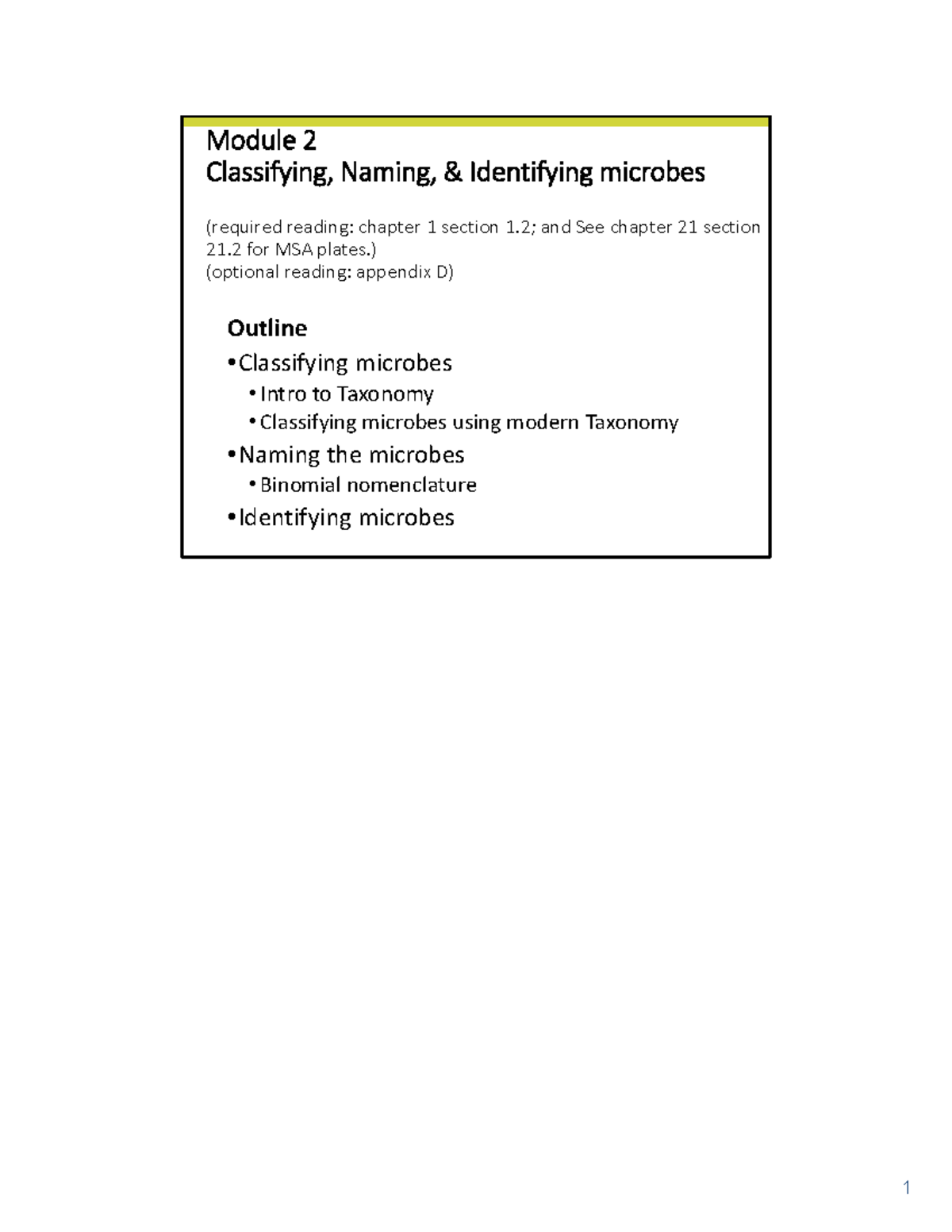 Classifying, Naming, and Identifying Microbes - MSA Techniques (Module 2) - Studocu