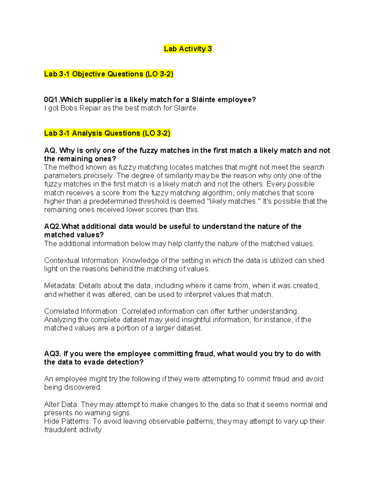 Lab 3 Activities: Objective & Analysis Questions (LO 3-2, LO 3-3, LO 3 ...