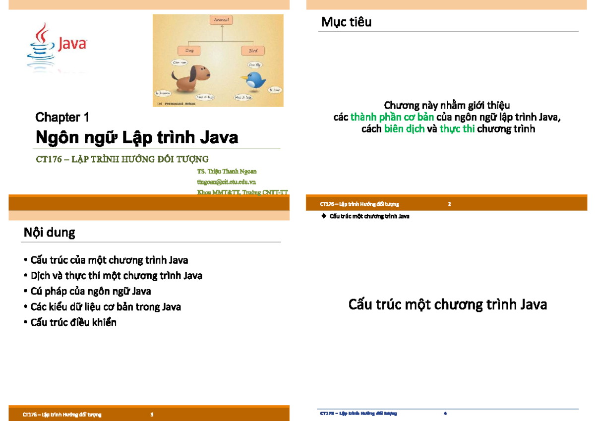 CT176 Lập Trình Hướng Đối Tượng: Giới Thiệu và Cấu Trúc Java - Studocu