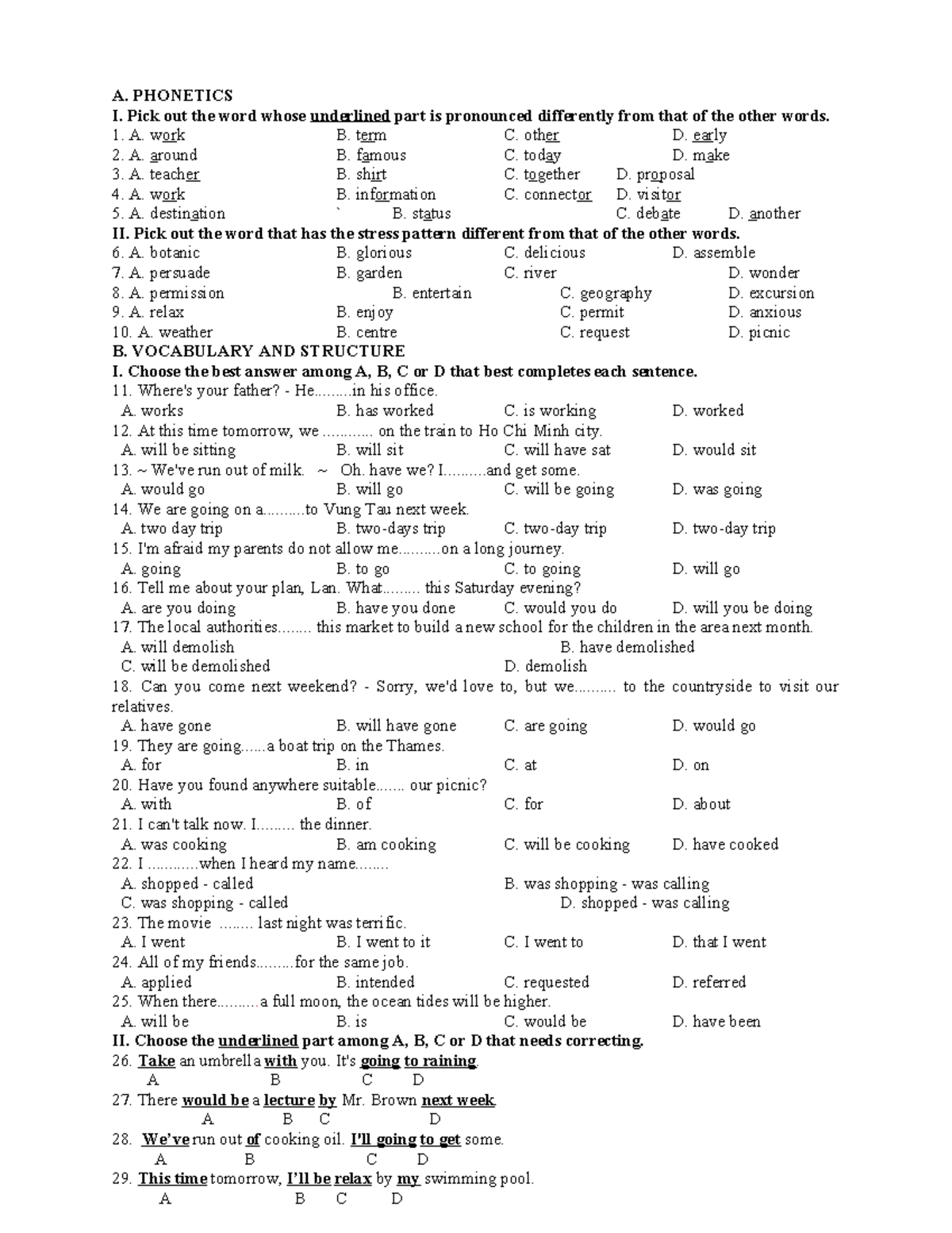 BT-Unit 6: Phonetics & Vocabulary Exercises - Studocu