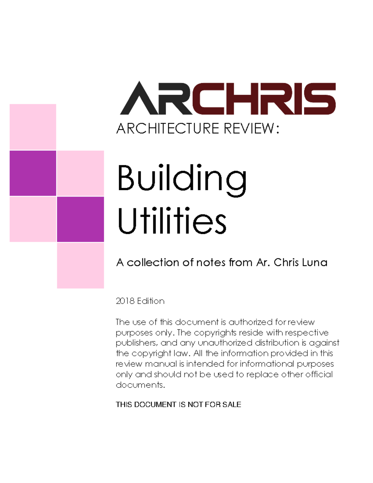 Building Utilities: Comprehensive Review Notes by Ar. Chris Luna - Studocu