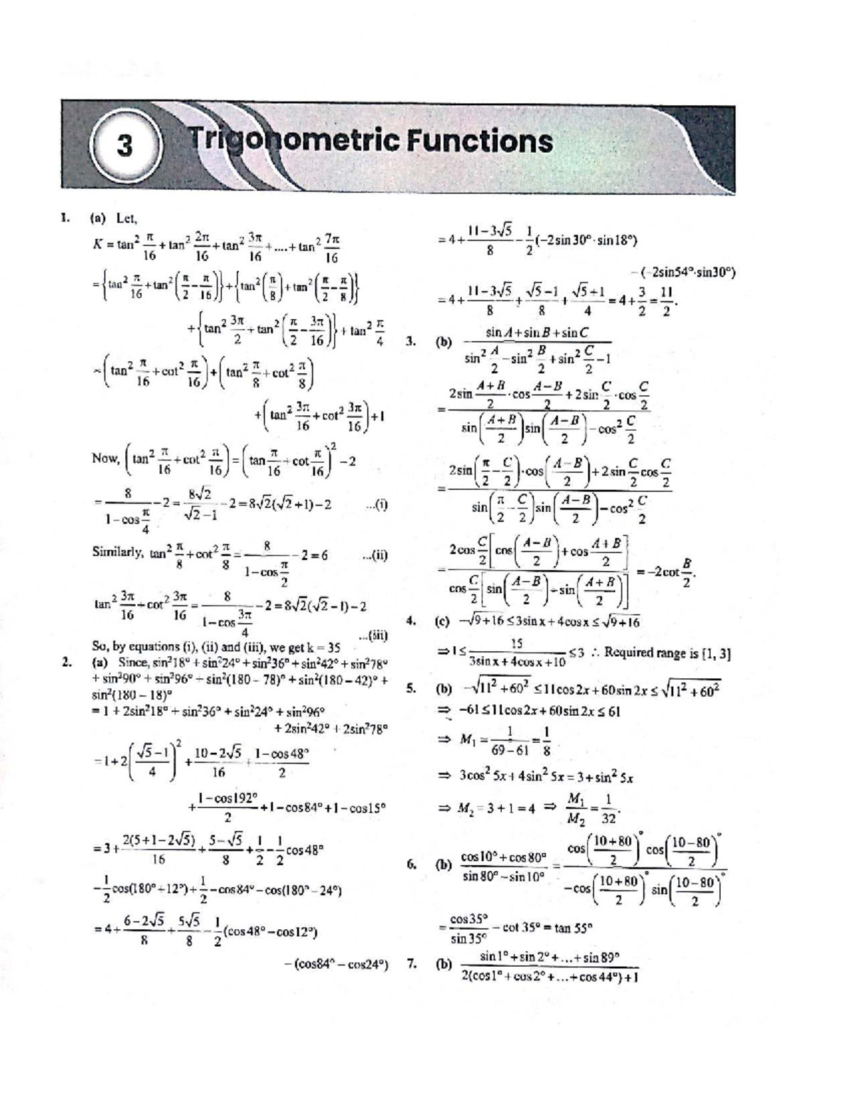 Trigonometric Functions: Comprehensive Study Notes for MATHEMATICS 3 ...