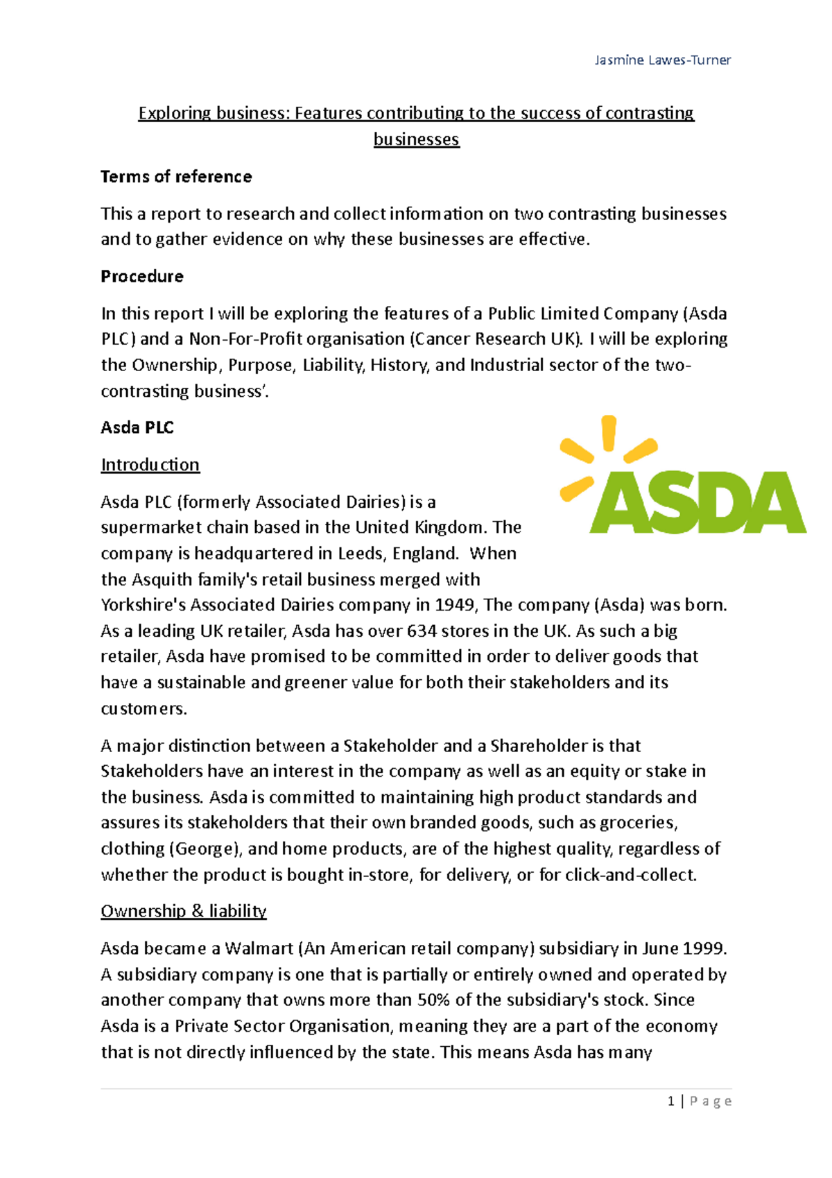 Assignment 1 - Exploring Business - Exploring business: Features contributing to the success of ...