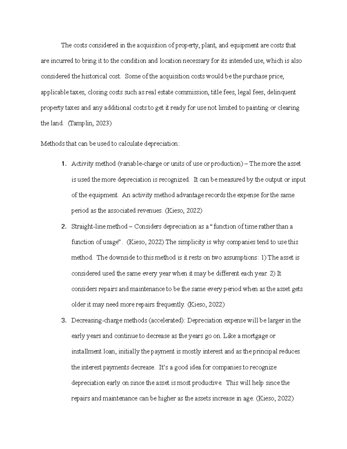 Project Two Analysis Paper: Acquisition Costs & Depreciation Methods ...
