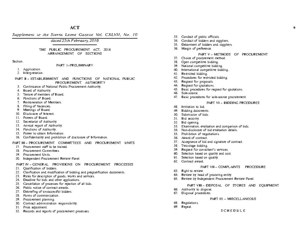Public Procurement Act 2016: Comprehensive Overview and Provisions ...