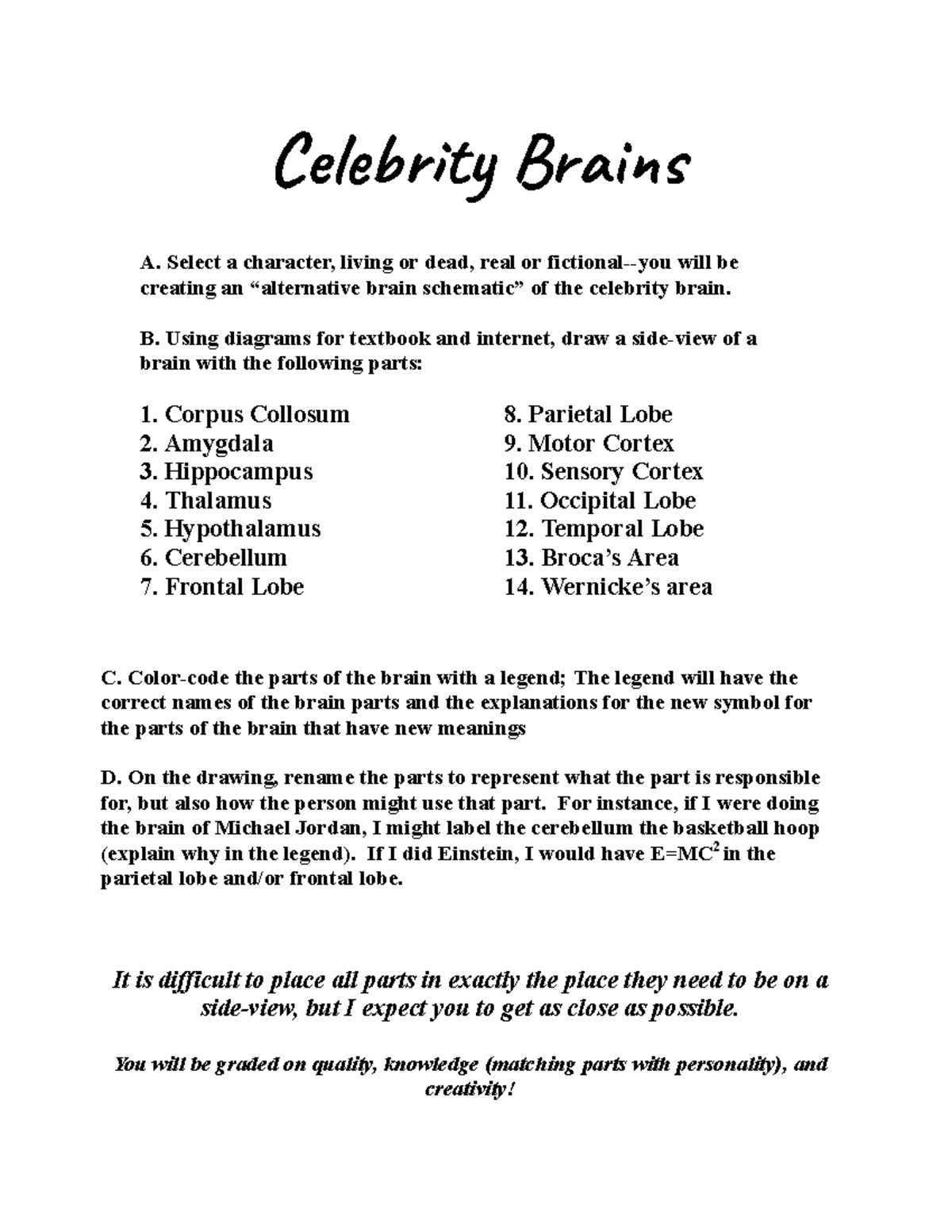 Project Brain: Celebrity Brain Mapping Activity - Studocu