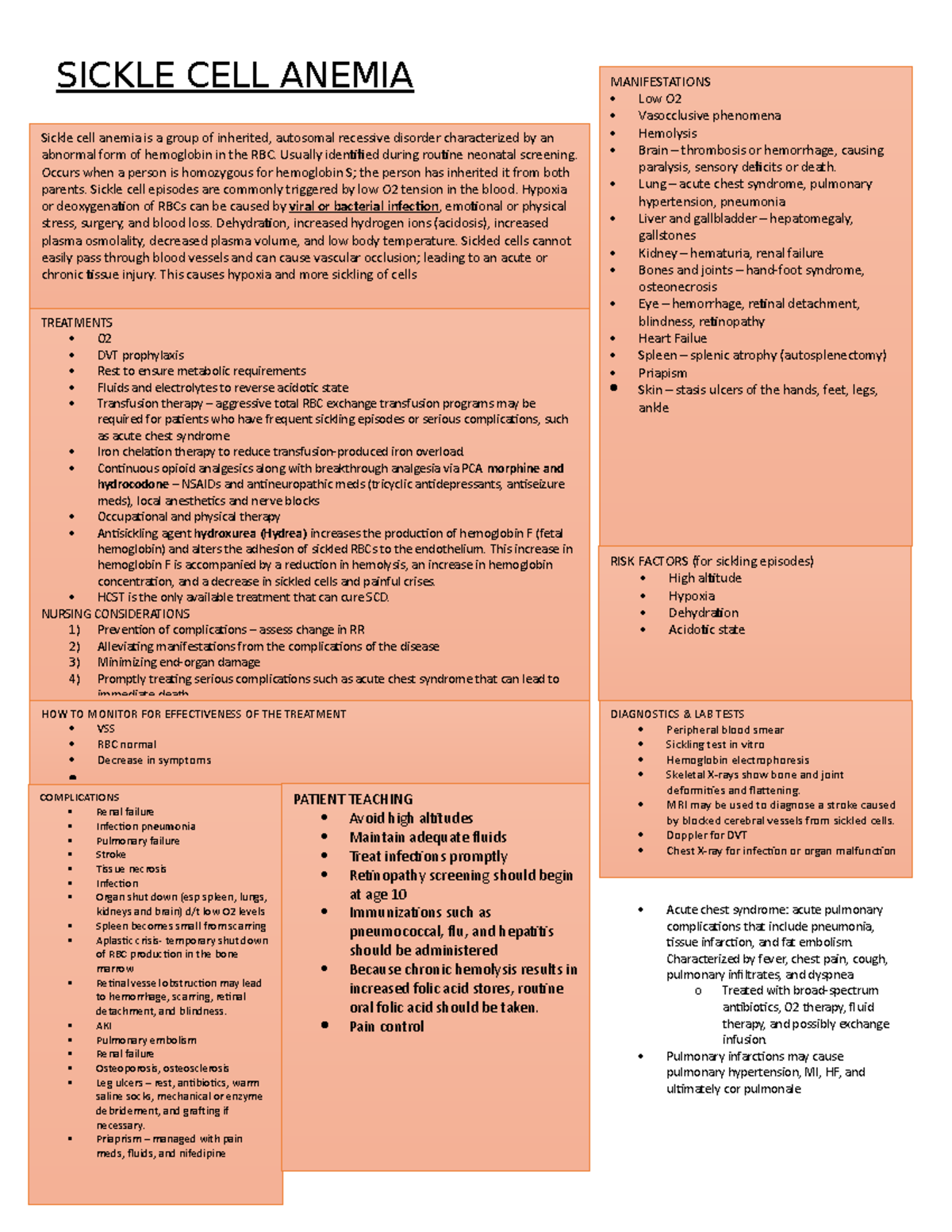 Sickle Cell Anemia: Patient Teaching & Management Strategies - Studocu