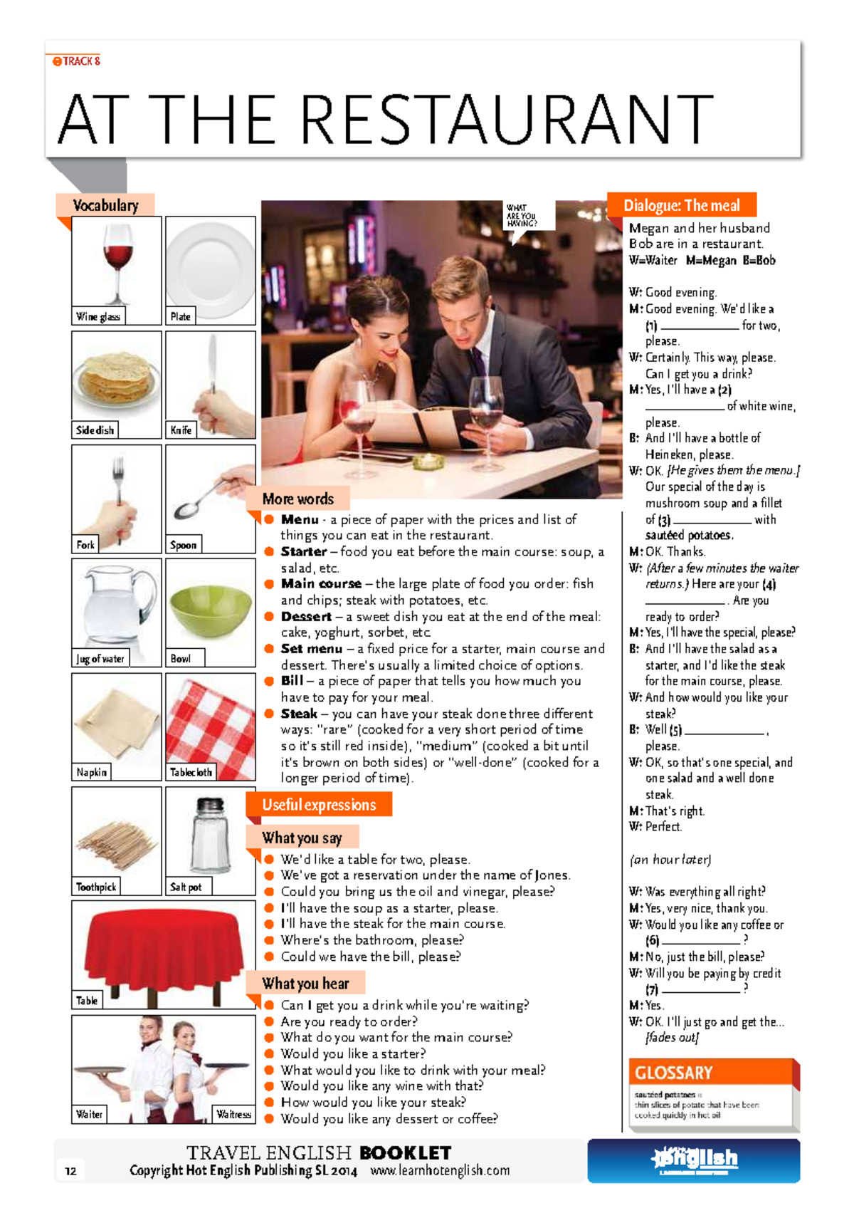 At the Restaurant: Vocabulary Guide for VVVVVV - Studocu