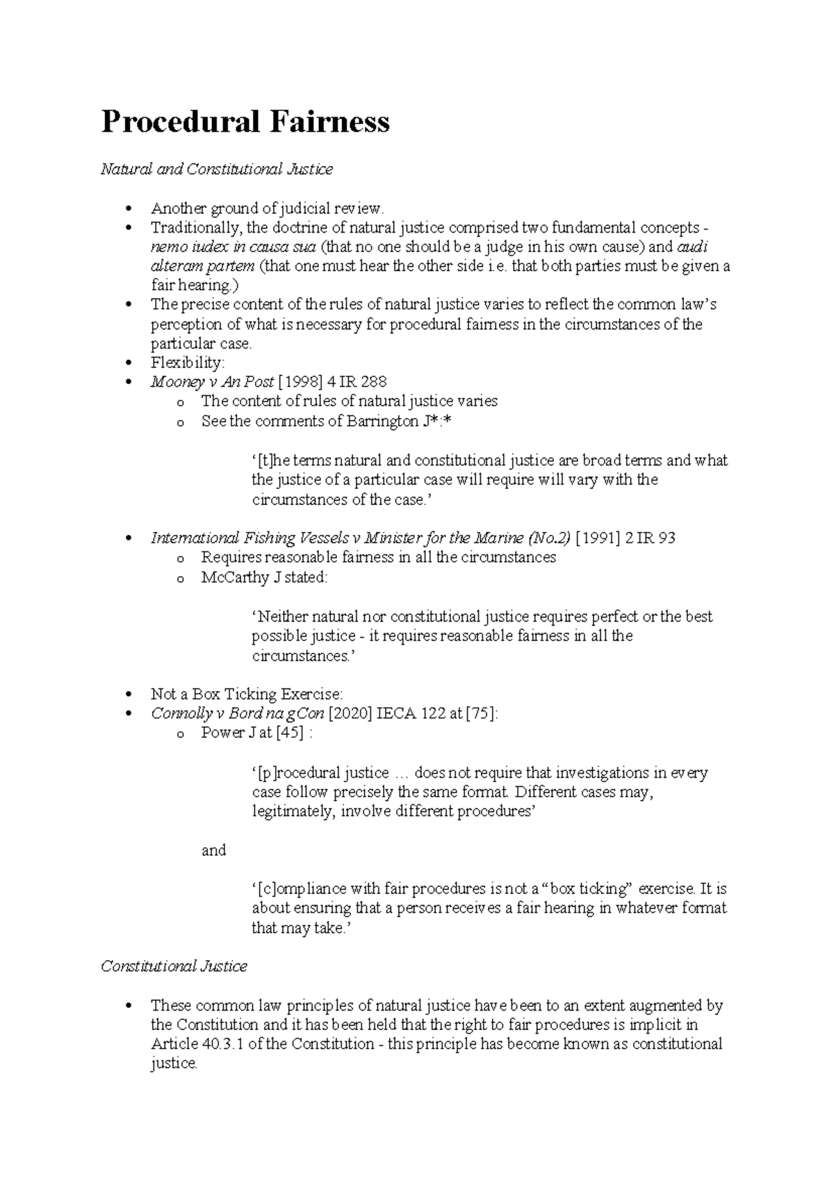 Title: Procedural Fairness in Judicial Review: Concepts & Cases ...