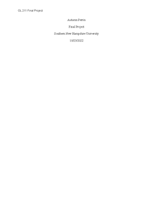 HCM 400 Milestone Two - final project - HCM400 - Autumn Perrin HCM 400 ...